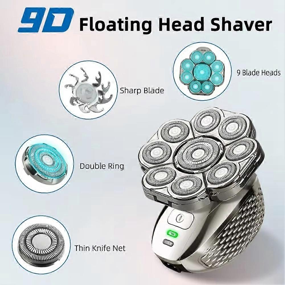 4D Head Shavers for Bald Men, Upgraded 9 Floating Heads 6-in-1 ...