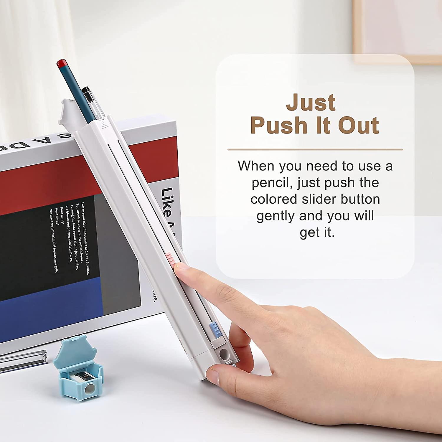 Portable Pencil Case Stationery Set Multifunction Unique Push Slider ...