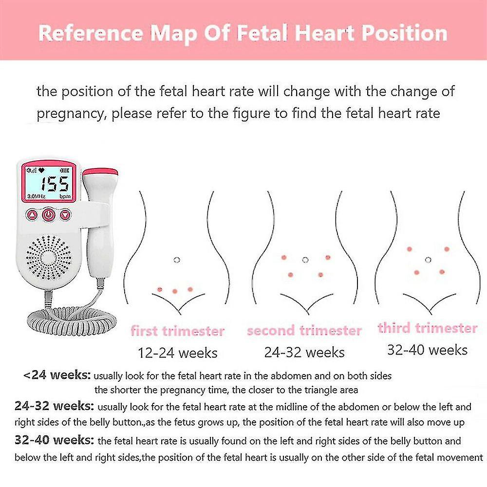 Ultrasonic Fetal Doppler Detect Baby Heartbeat Rate Probe Prenatal ...