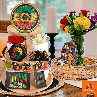 Juneteenth Tiered Tray Decor Set Happy Juneteenth Wooden Crafts Hanging ...