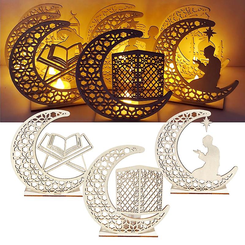 Moon Star Eid Wooden Pendant Eid Mubarak Ramadan Decoration For Home ...