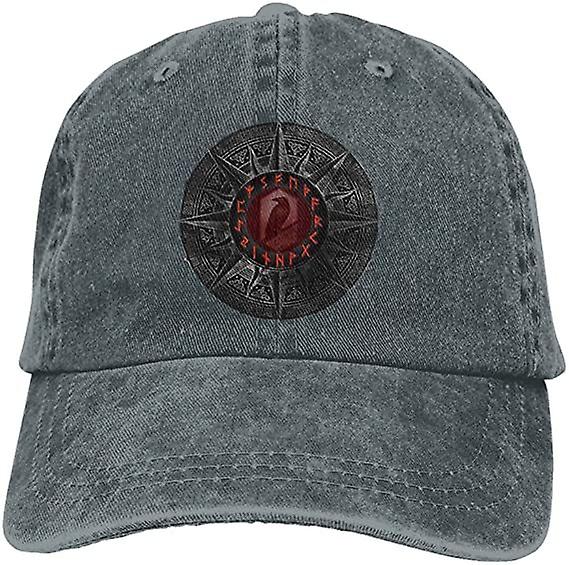 Vikings Mjolnir And Rune Wheel Norse Mythology Symbol Baseball Dad Cap ...