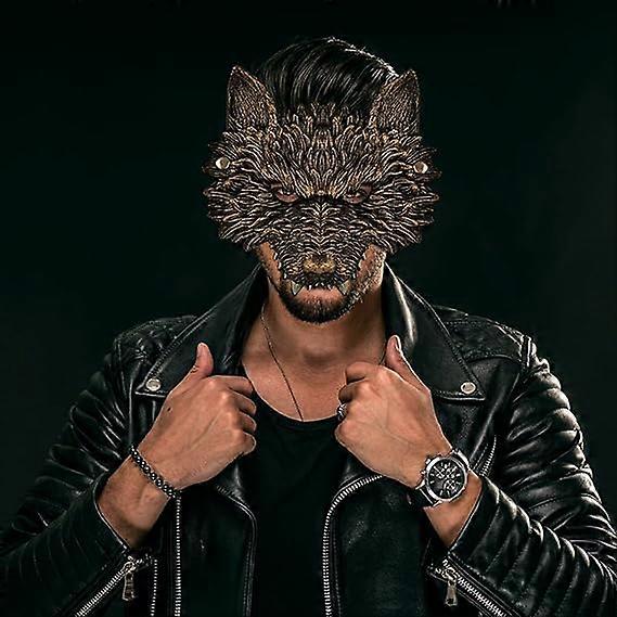 Wolf Mask Halloween 3D Scary Werewolf Mask Soft Gray Adult Men ...