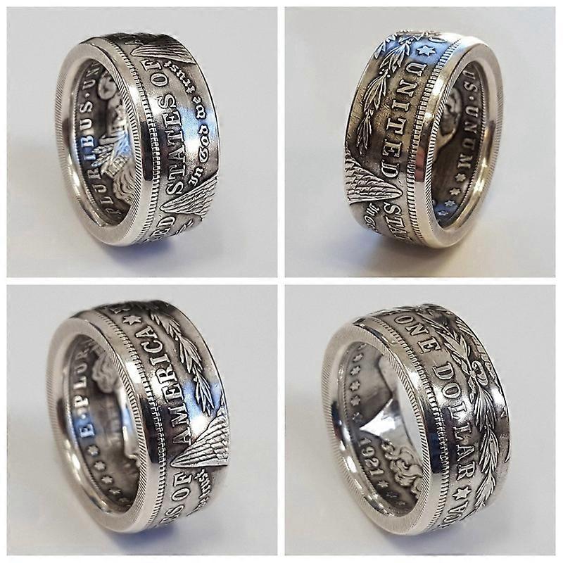 Morgan Silver Dollar Coin Ring Heads Silver Plated Handmade Women Men ...