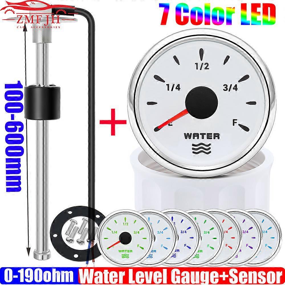 7 Color Backlight 2 52mm Water Level Gauge+Water Level Sensor 100-600mm ...