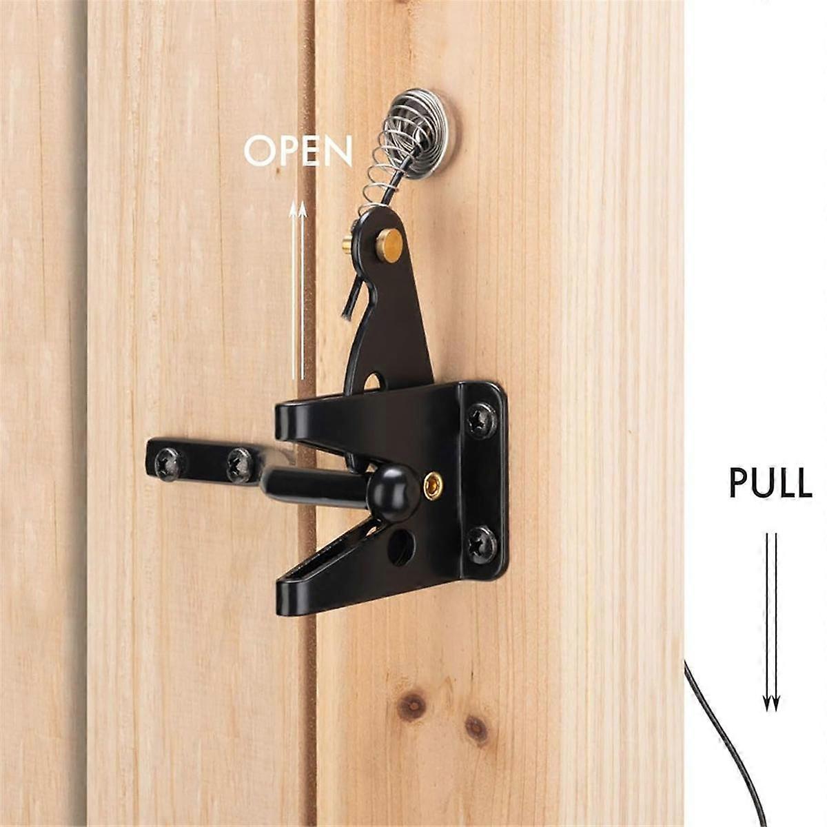 Self Locking Gate Latch for Wooden Fence Heavy Duty, Steel Spring Cable ...