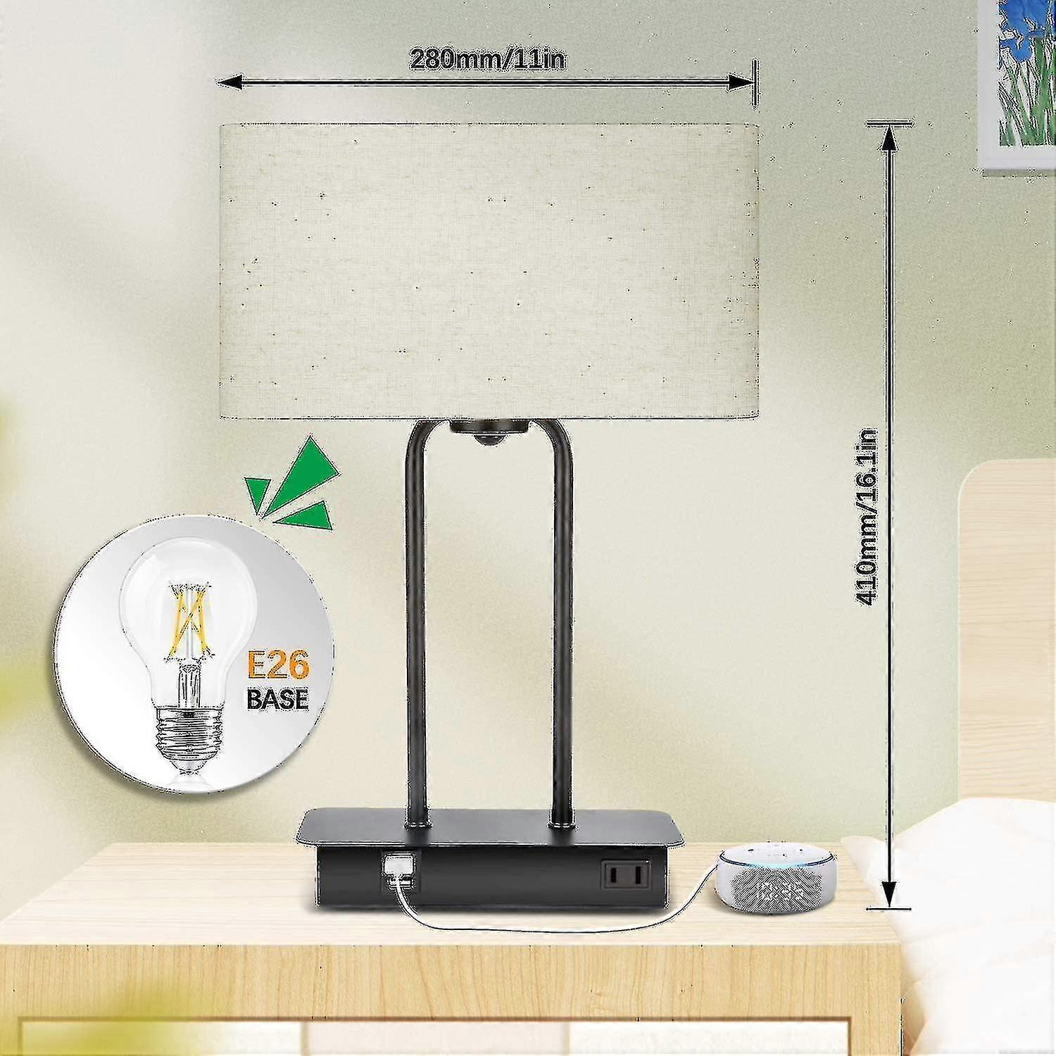 3-way Dimmable Touch Control Table Lamp With 2 Usb Ports And Ac Power ...