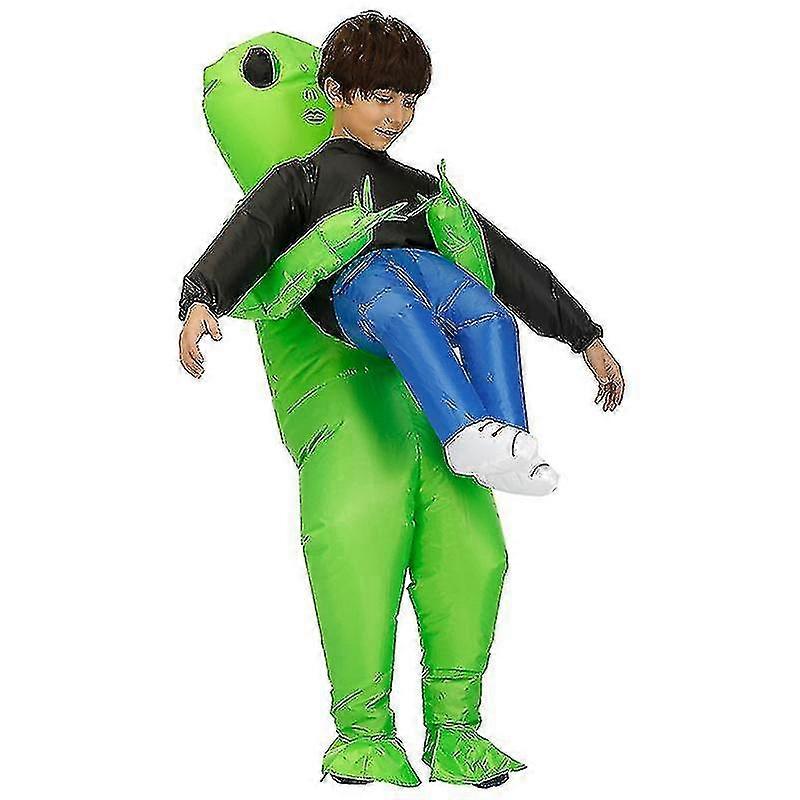 Green Alien Carrying Human Costume Inflatable Funny Blow Up Suit ...