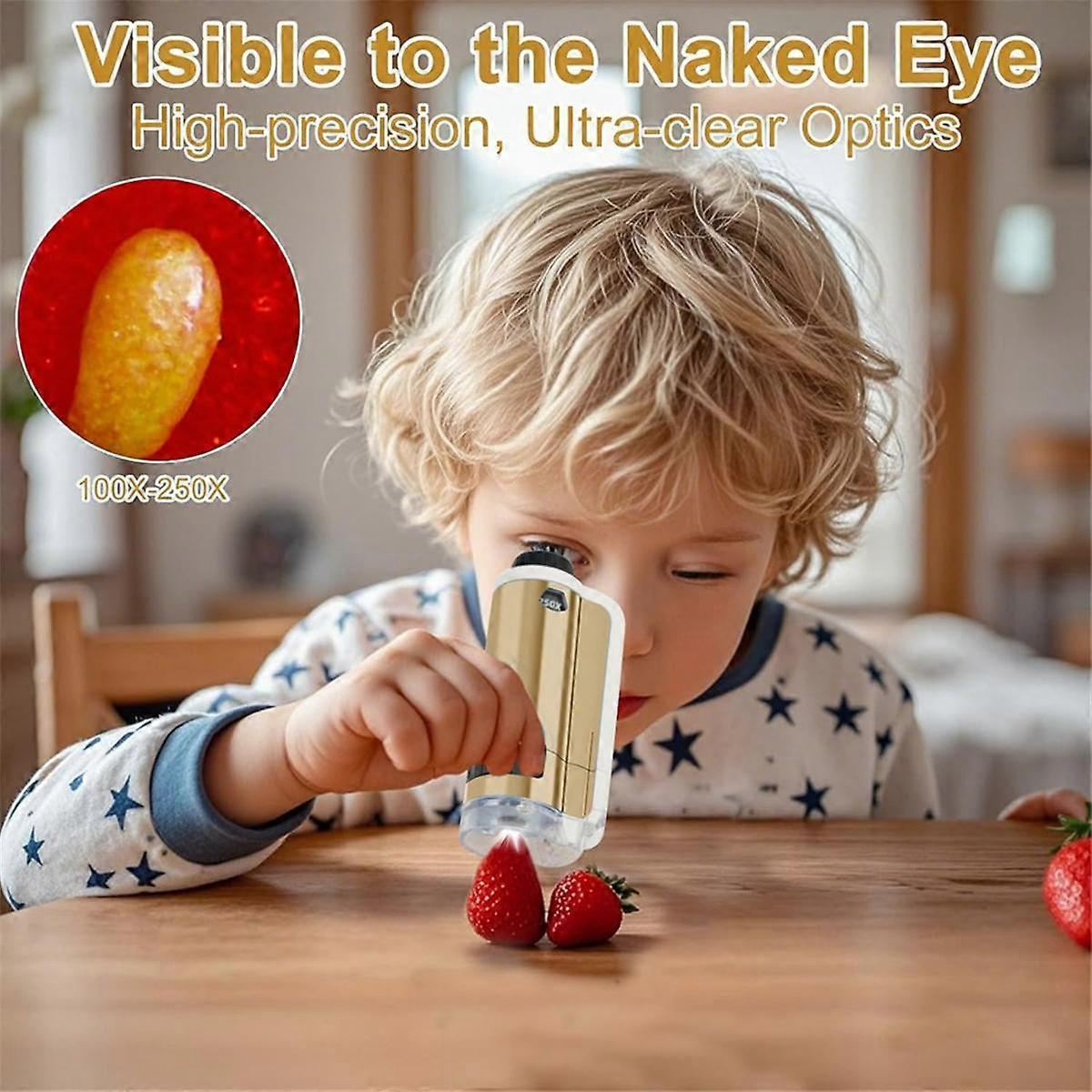 Mini Microscope for Kids, 100x-250x Zoom Pocket Microscope,STEM Science ...
