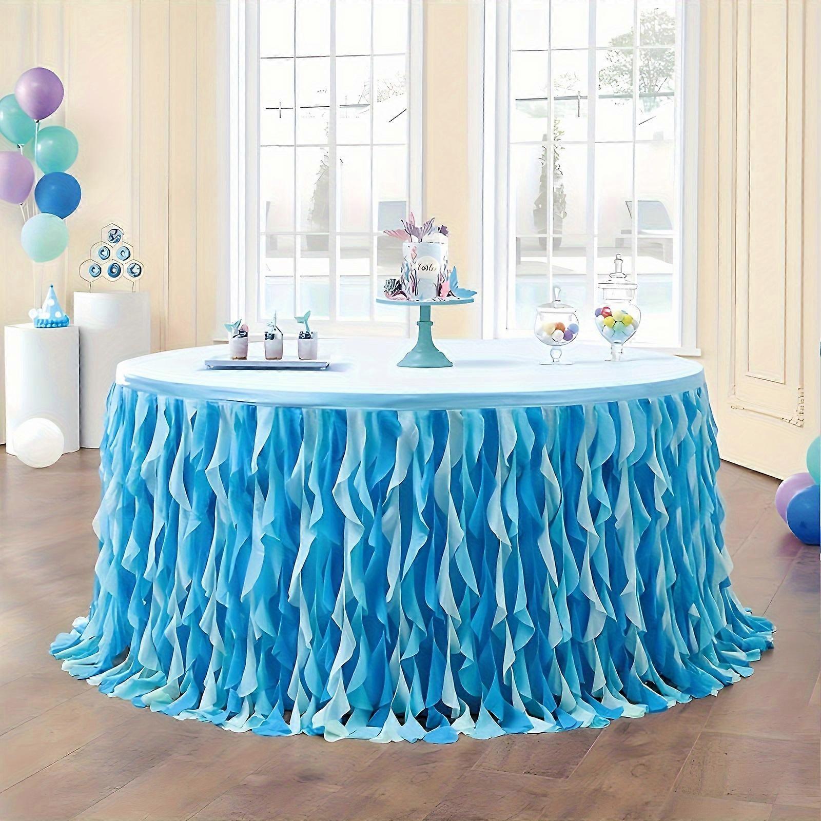 Set, Curly Willow Tulle Ruffle Table Skirt For Round Square Tables, 6ft ...