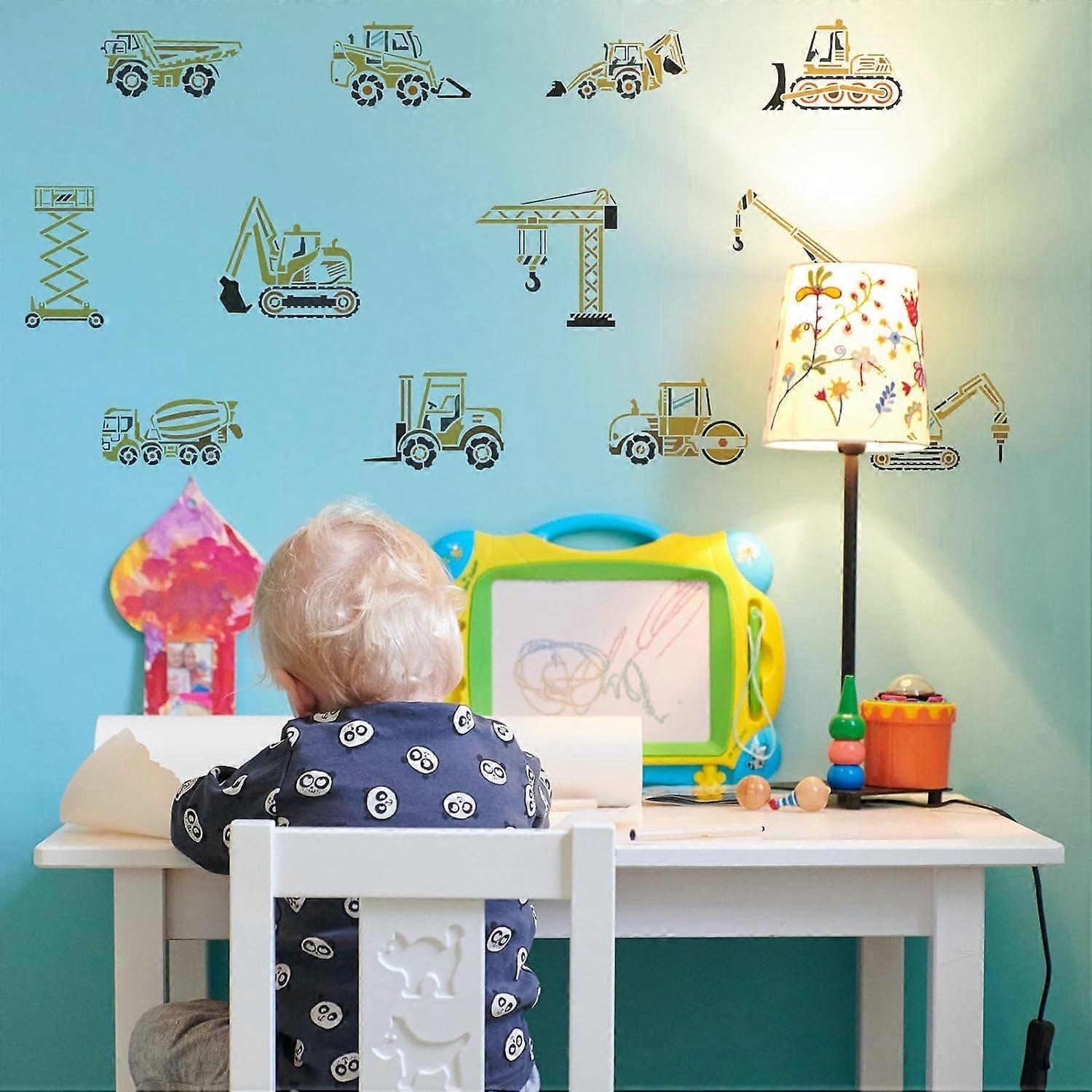 12Pcs Construction Vehicle Stencils 7.9x7.9 inch Reusable Truck ...