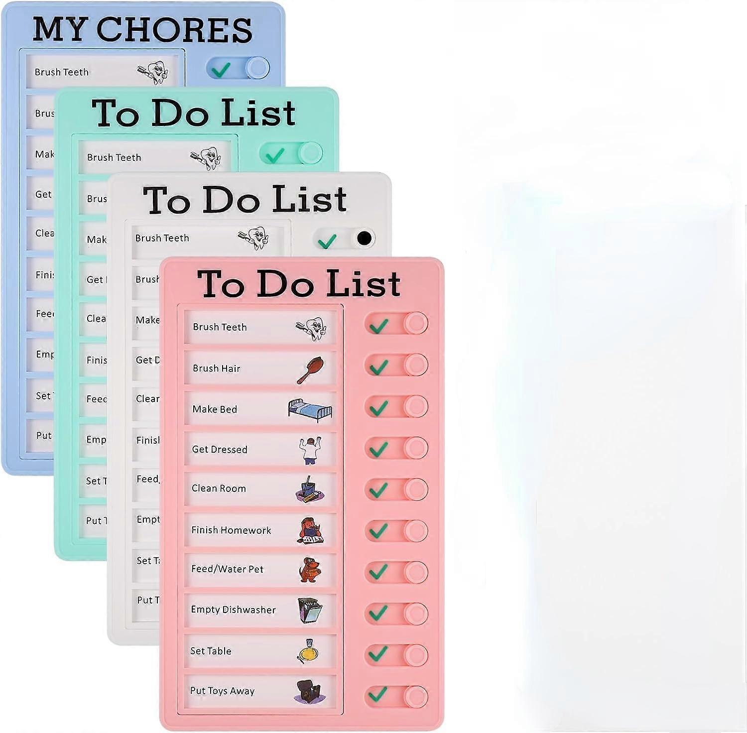 4 Pcs Sliding Routine Chores Chart, Chore Chart for Kids Reusable to Do List and Memo Checklist ...