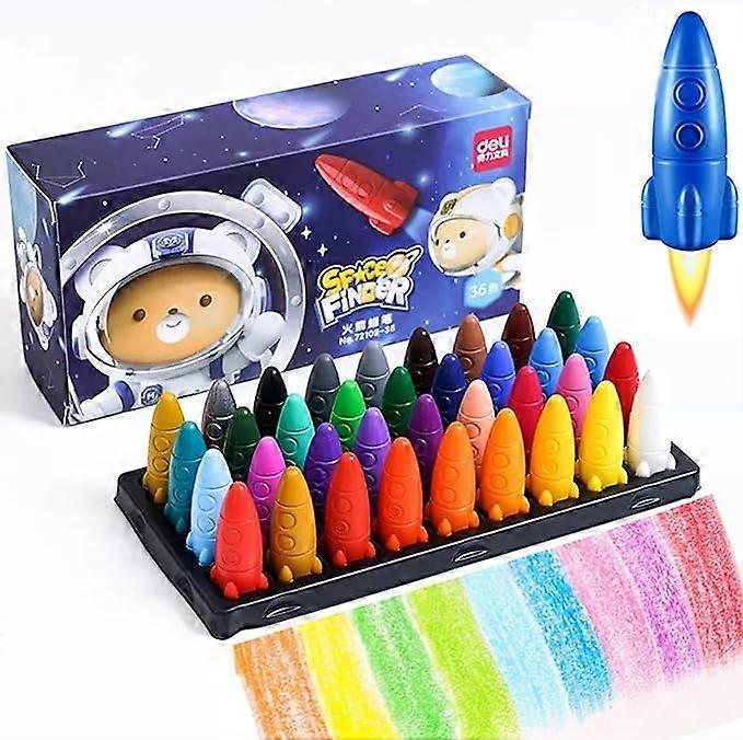 Multi Color Space Rocket Crayons, Non Toxic Crayons for Kids, Easy Grip ...