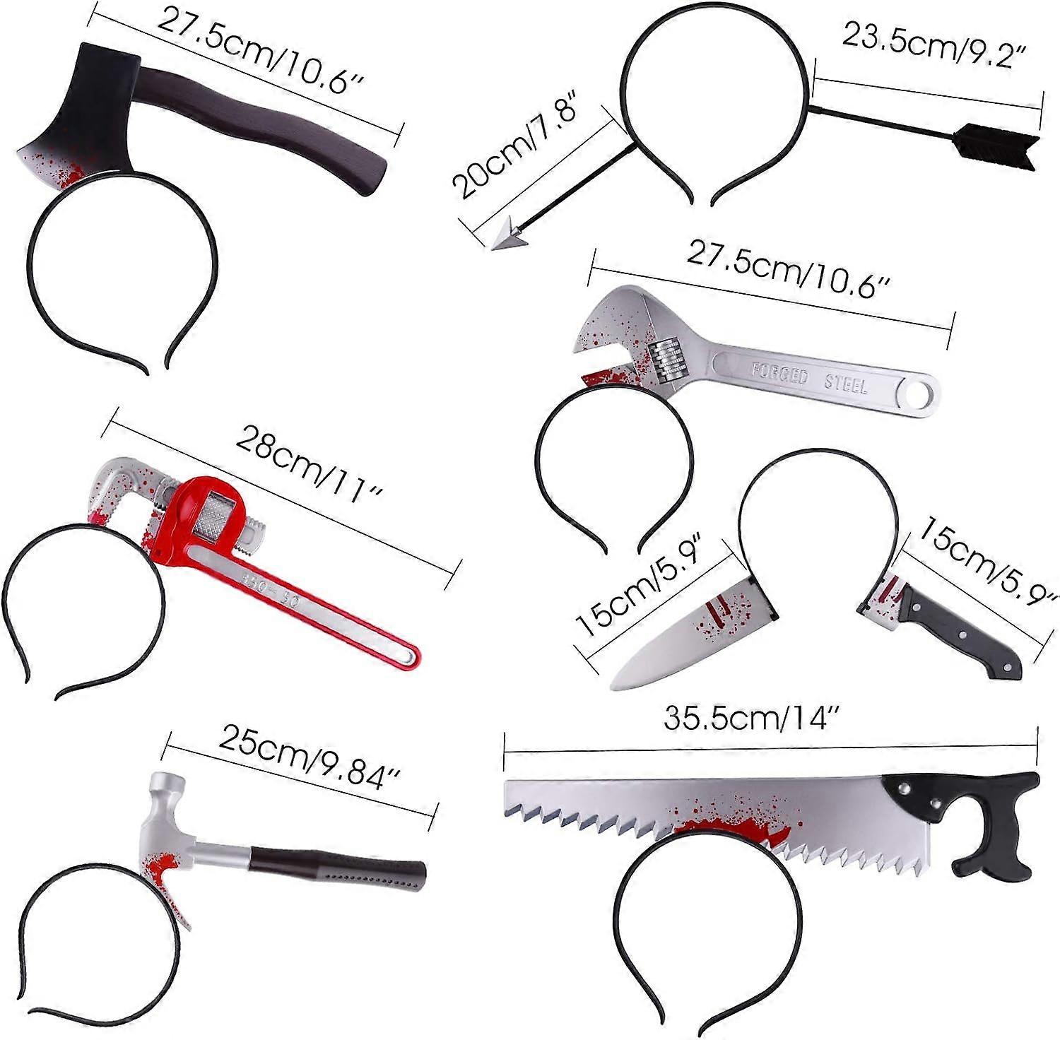 7 Pcs Halloween Horror Hair Bands Zombie Headbands Cleaver Axe Scissor ...