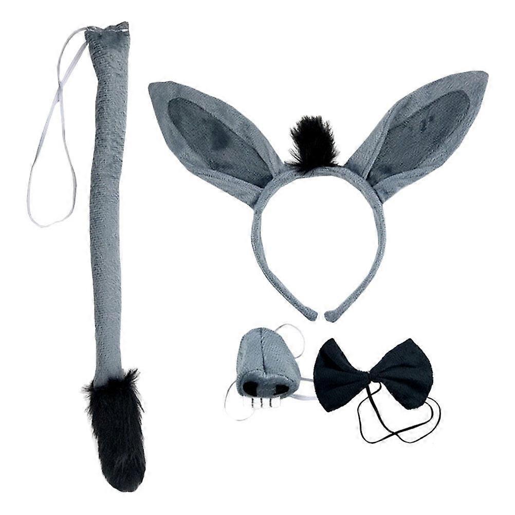 1 Set of Donkey Costume Props Donkey Ear Headband Tail Bowtie and Nose ...