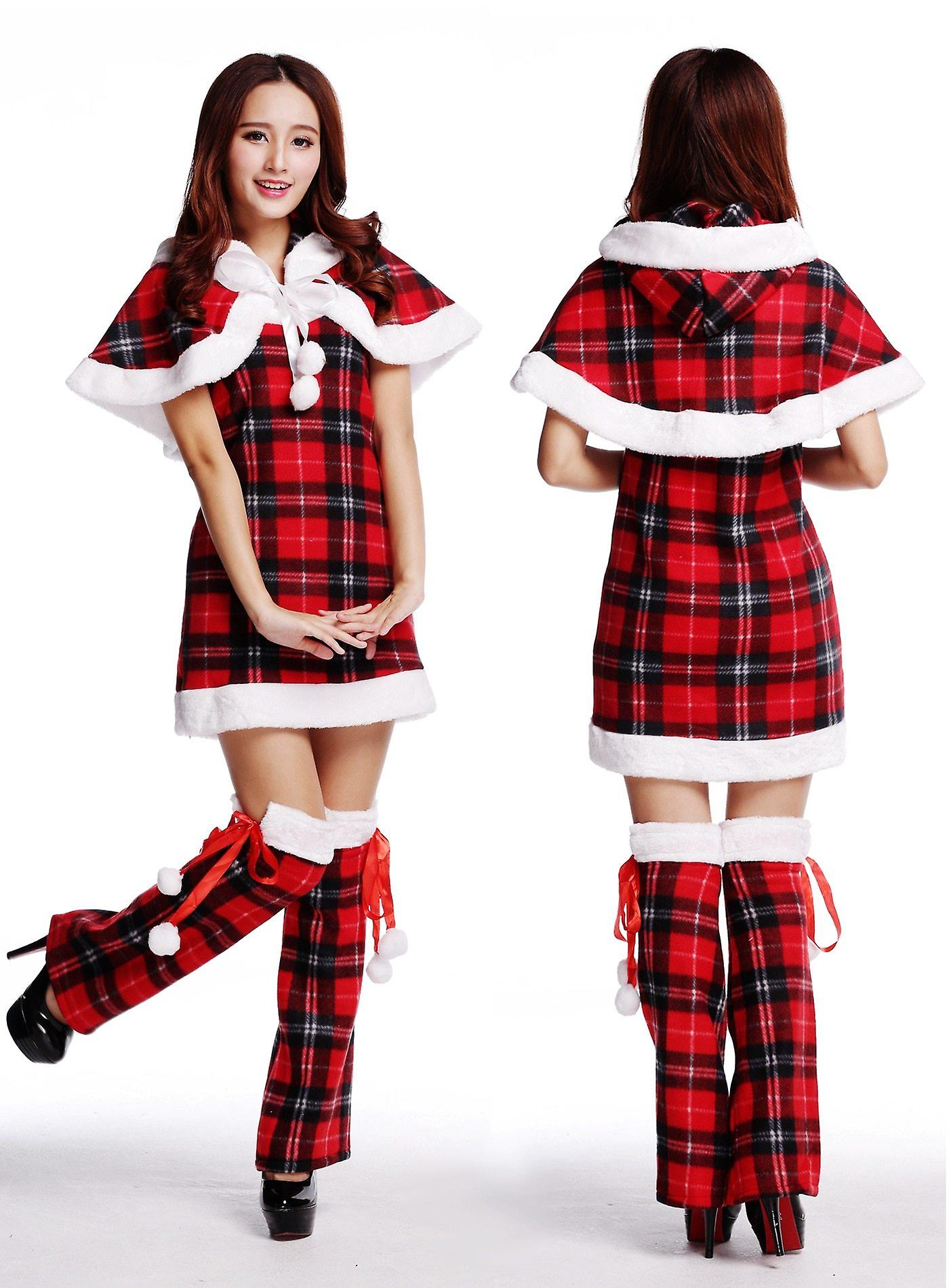 Christmas Costume Sexy Women Split Cosplay White Velvet Fleece Shawls ...