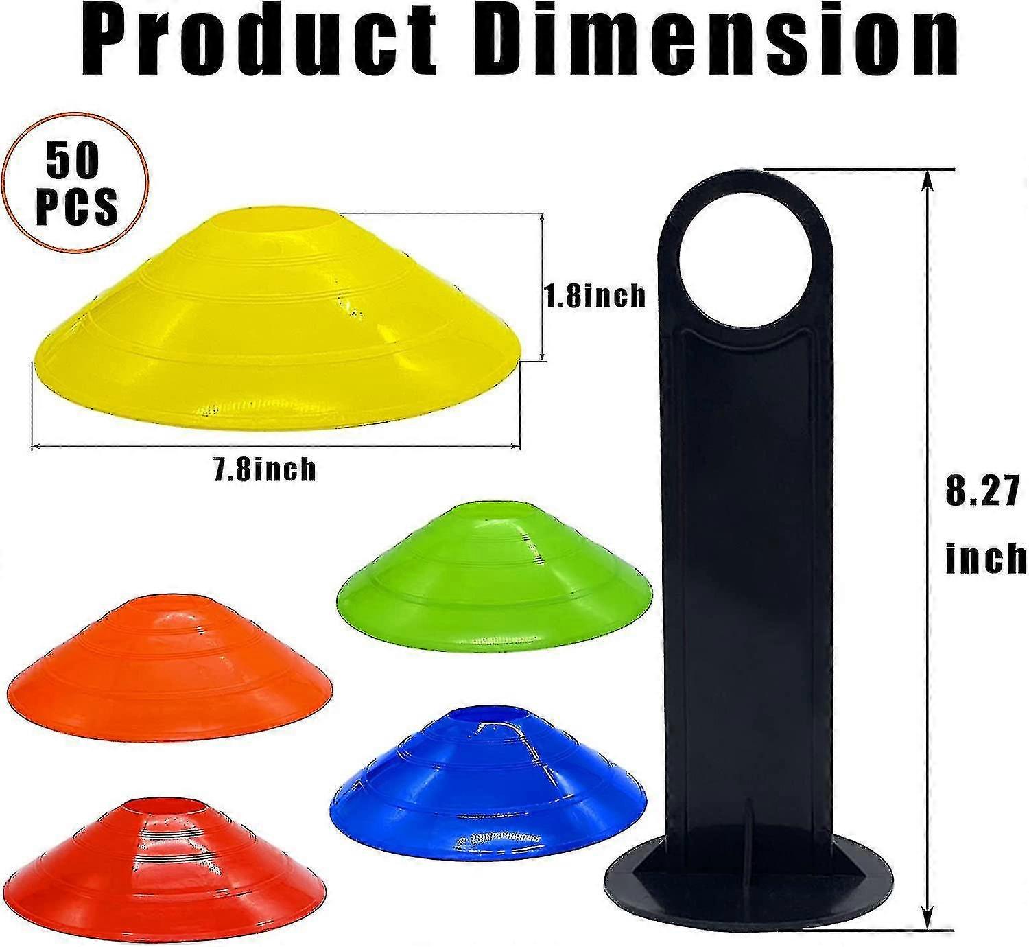 50 Pack Sports Disc Cones,plastic Agility Cones,field Cone Markers With Holder For Training,game ...