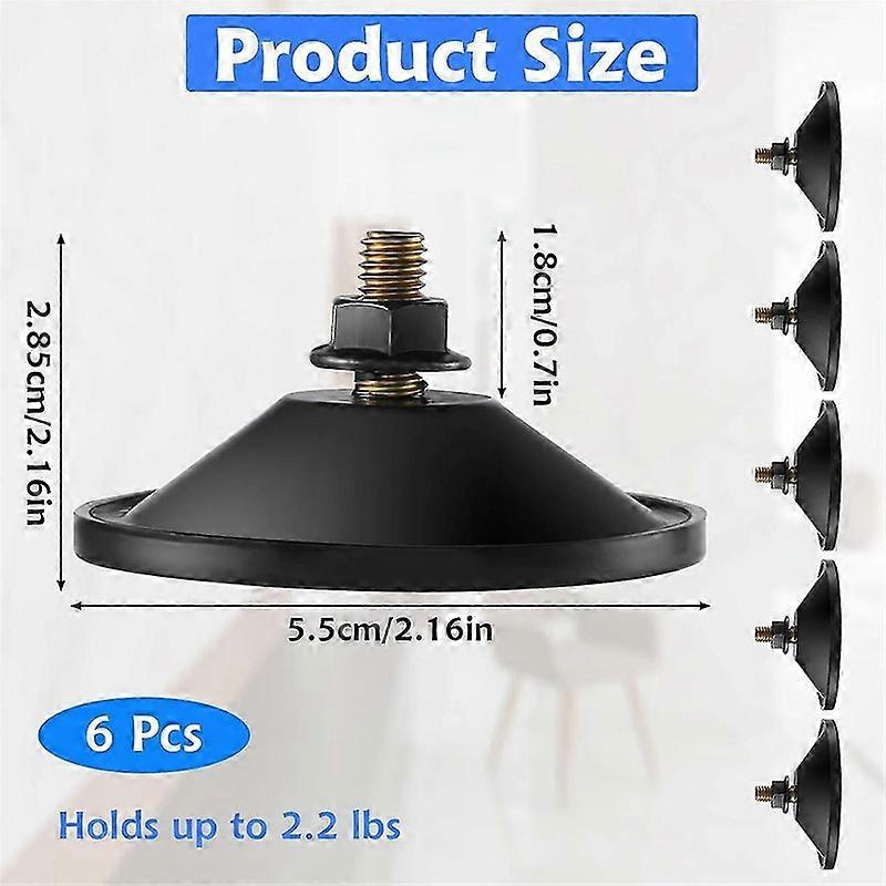 6pcs Small Suction Cups, Strong Suction Cups For Glass, Black 2.2inch ...