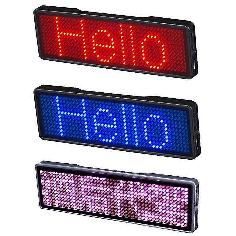 Rechargeable Bluetooth LED Badge DIY Programmable Digital Name Tag for ...