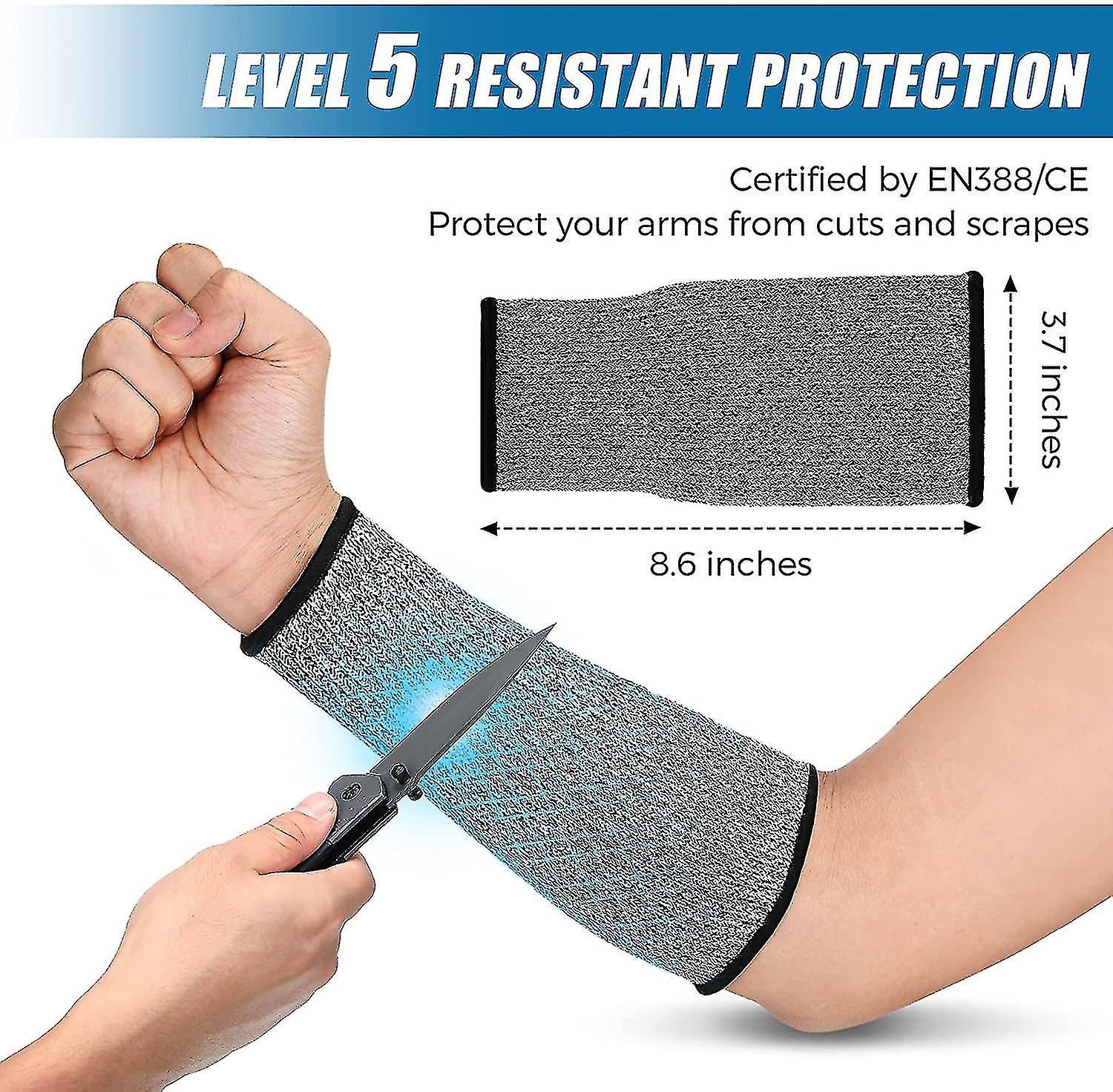 2 Pairs Cut Resistant Sleeve Arm Protection Sleeves Level 5 Protection ...