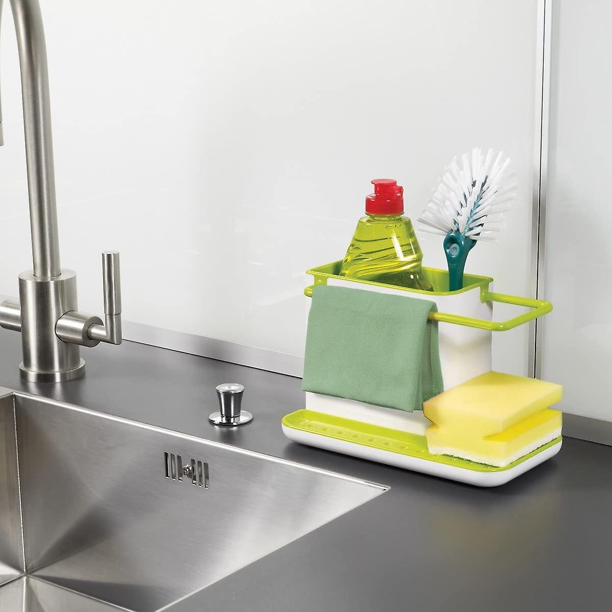 Storage/sink organizer with integrated drainer, holder for sponge ...