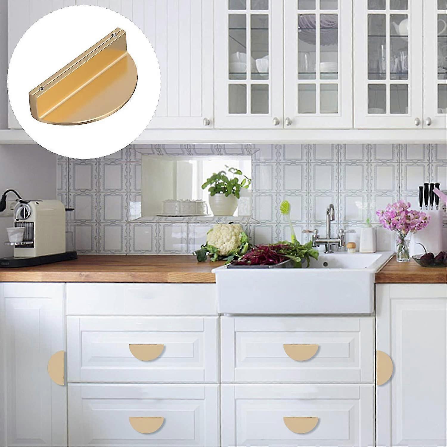 4 Pieces Drawer Handles Semicircle Moon Cabinet Handle Aluminum ...