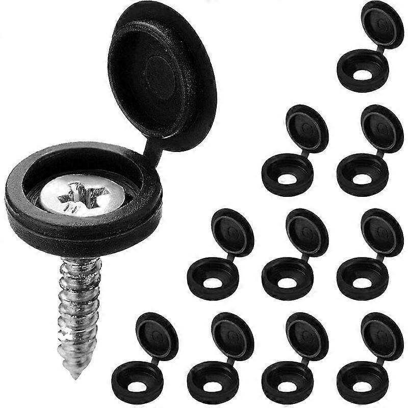 100 Pieces Black Screw Covers License Plate Rivet Covers Plastic Screw ...