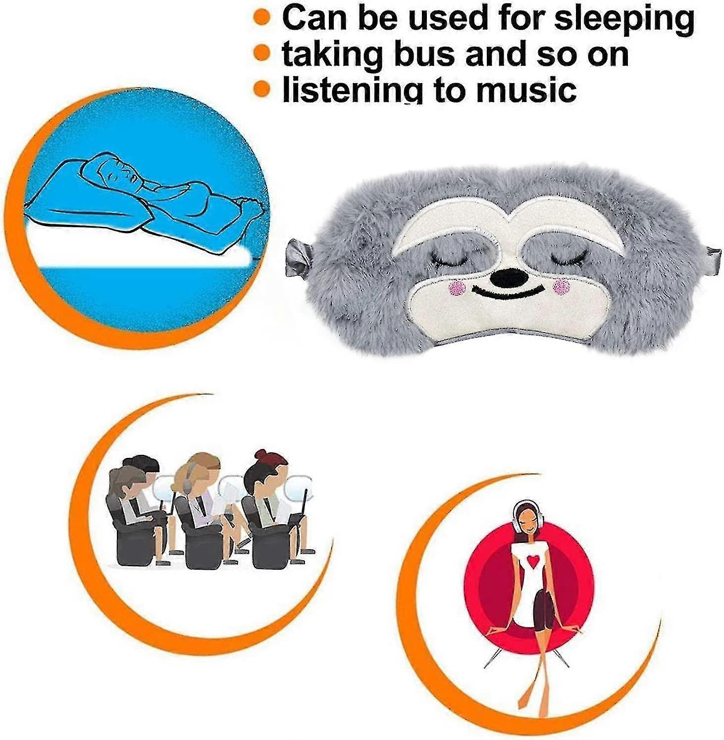 Sleep Eye Mask, Cute Sloth Funny Animal Soft Fluffy Plush Sleep Mask ...