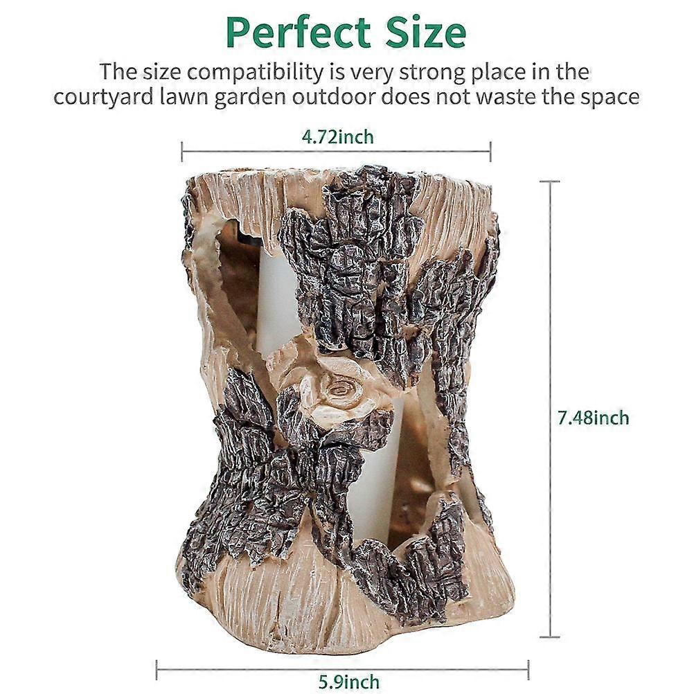 Solar Stump Lights Outdoor Flickering Flame Decorative Lantern ...