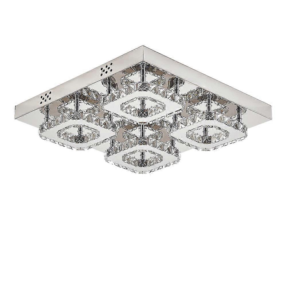 Crystal Chandelier Lamp 4-Square LED Semi Flush Mount Ceiling Light ...