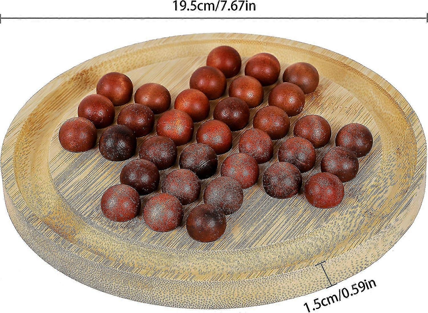 Wooden Solitaire Game Puzzle Toy - Classic Marble Mind Game Board Game ...