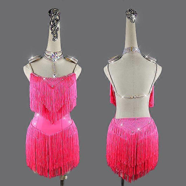 Latin Dance Dress Sling fringe Skirt Diamond Competition Clothing High ...