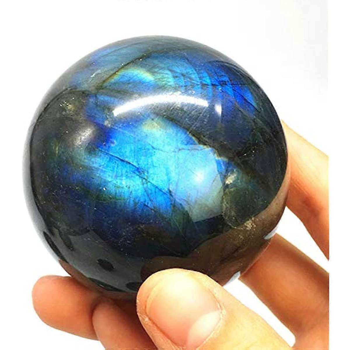 Natural labradorite sphere rock quartz crystal ball healing ornament ...