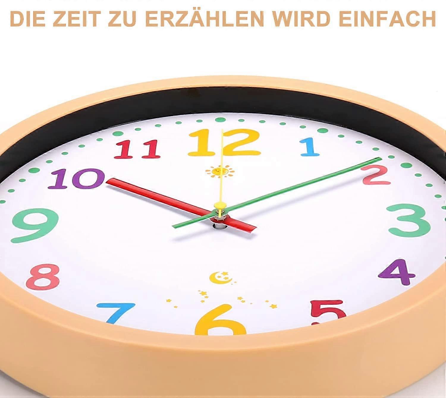 30cm Children's Learning Wall Clock, Silent Non-Ticking Battery ...