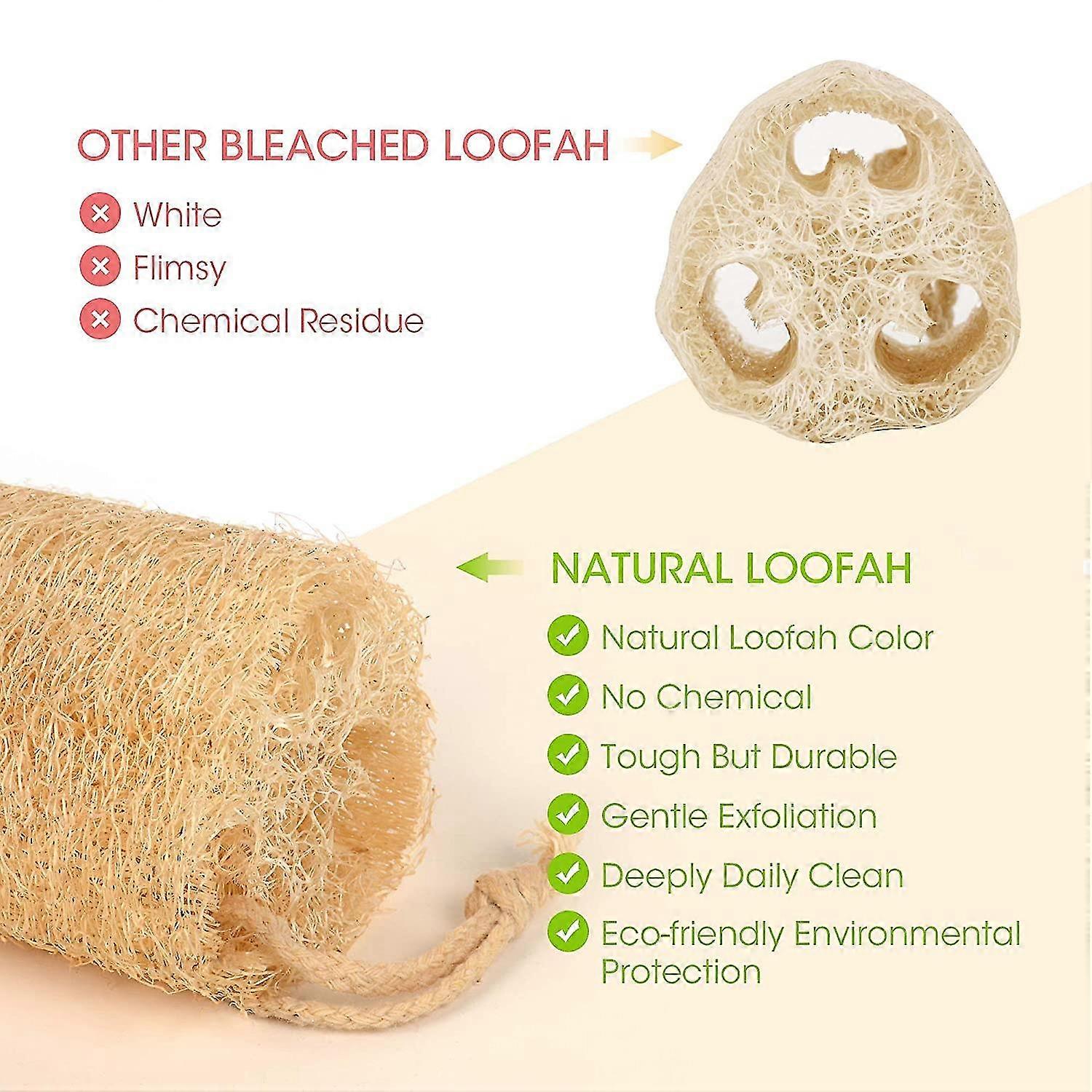 Natural Bath Loofahs - Organic Luffa Shower Sponges For Exfoliating (3 ...