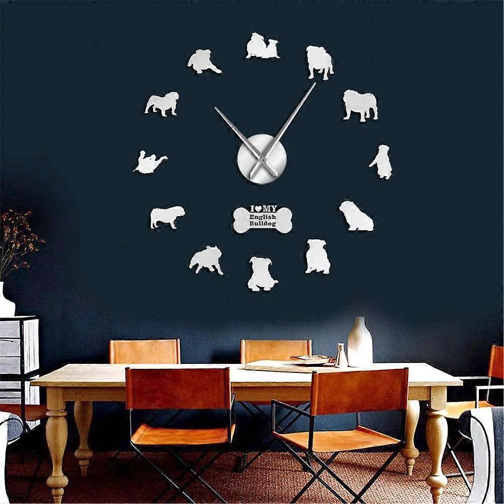 English Bulldog Home Decor Wall Clock British Bulldog Silhouettes Wall ...