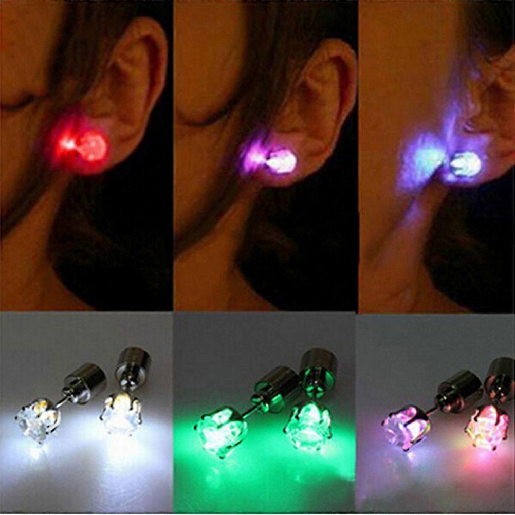 7pcs Light Up LED Earrings Studs Glowing Flashing Stainless Steel ...