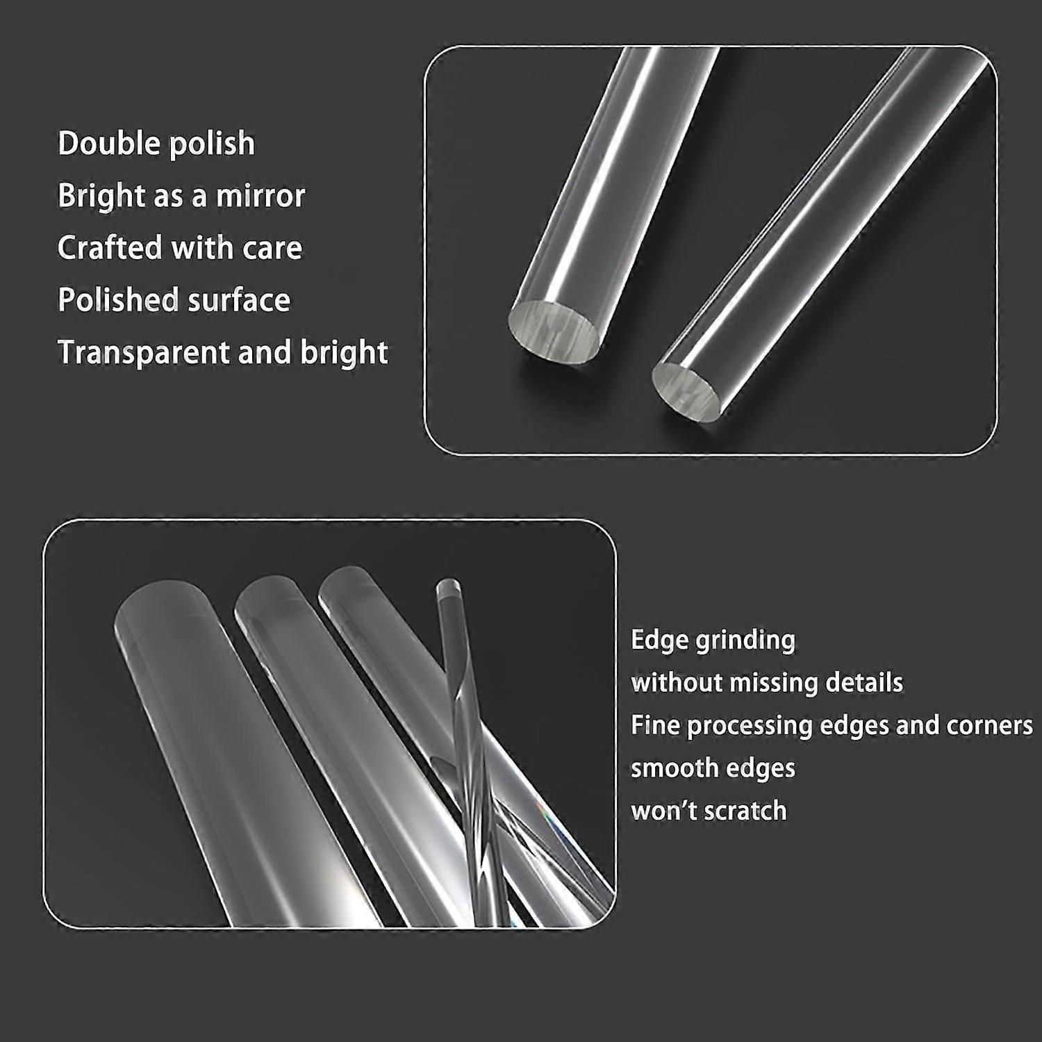 Acrylic Round Stick 500mm Clear Plastic Rods, 20mm Diameter for Cake ...