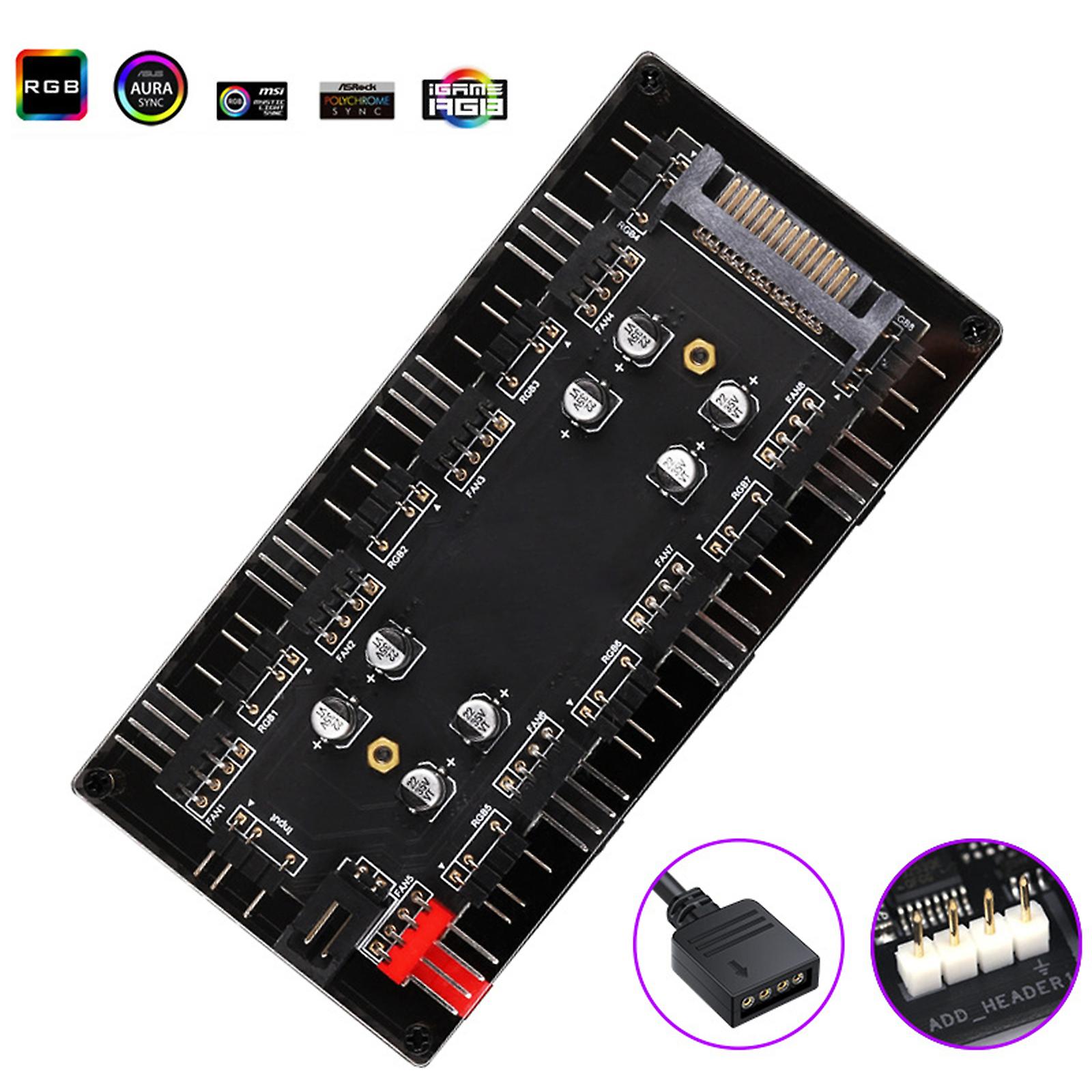 12v 4pin Rgb 5v 3 Pin Argb Splitter Controller Hub Fan Power Extension Adapter | Fruugo UK