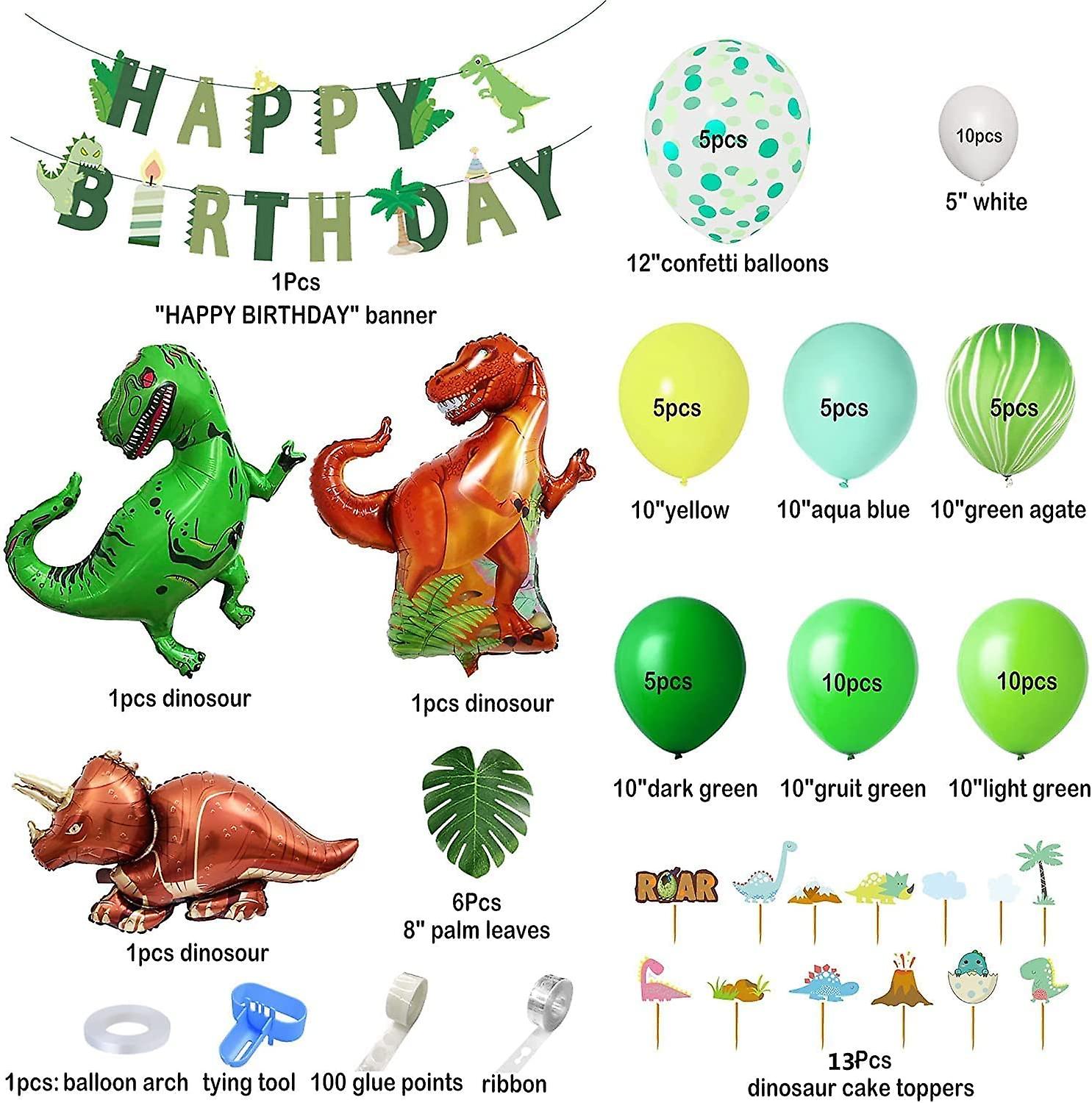 Dinosaur Birthday Party Decorations Supplies, Dinosaur Balloons Arch Garland Kit 40" Foil Dino ...