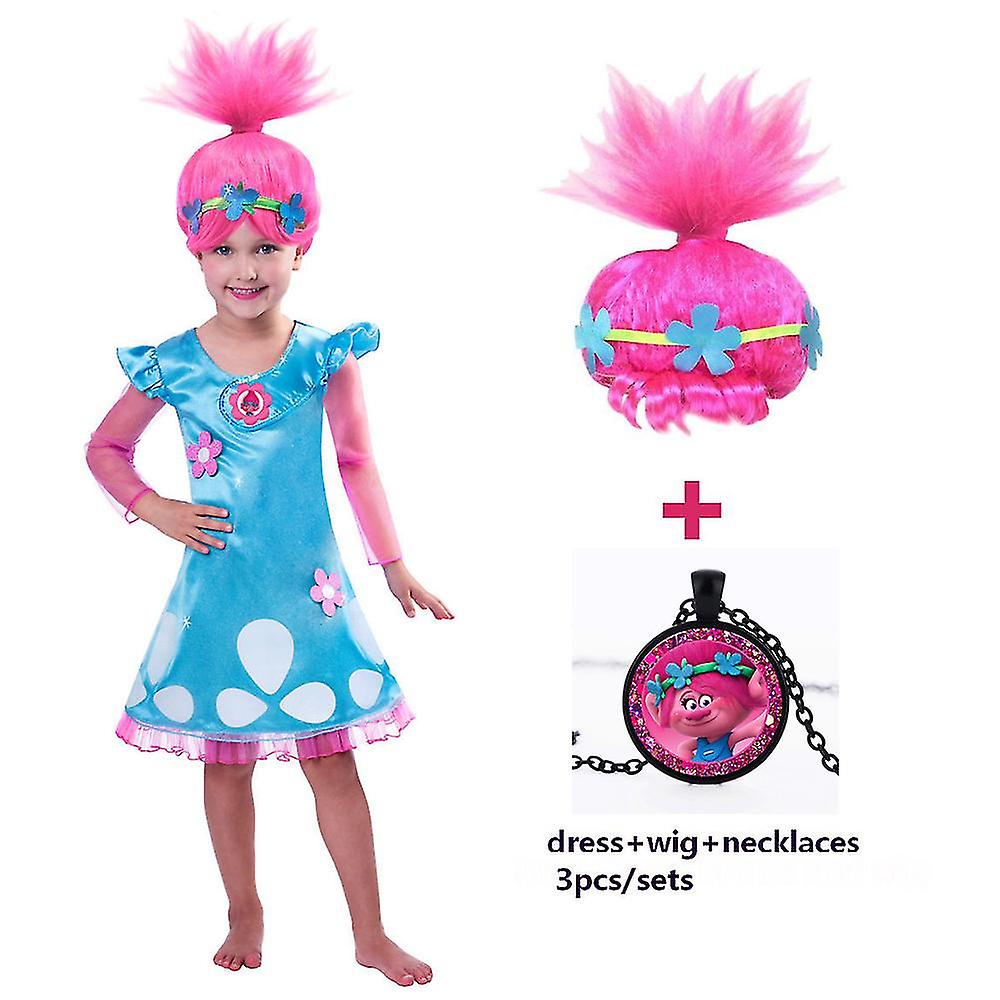 Girls Dresses Trolls Poppy Cosplay Costumes Dress For Girls Streetwear ...
