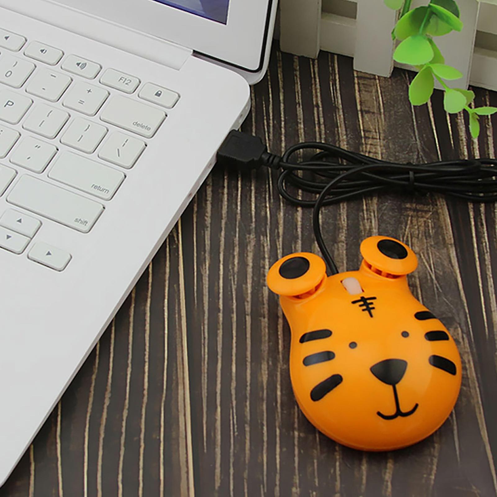 Fiauli Kids Adults Wired Computer Mini Cute Cartoon Tiger Design 3D ...