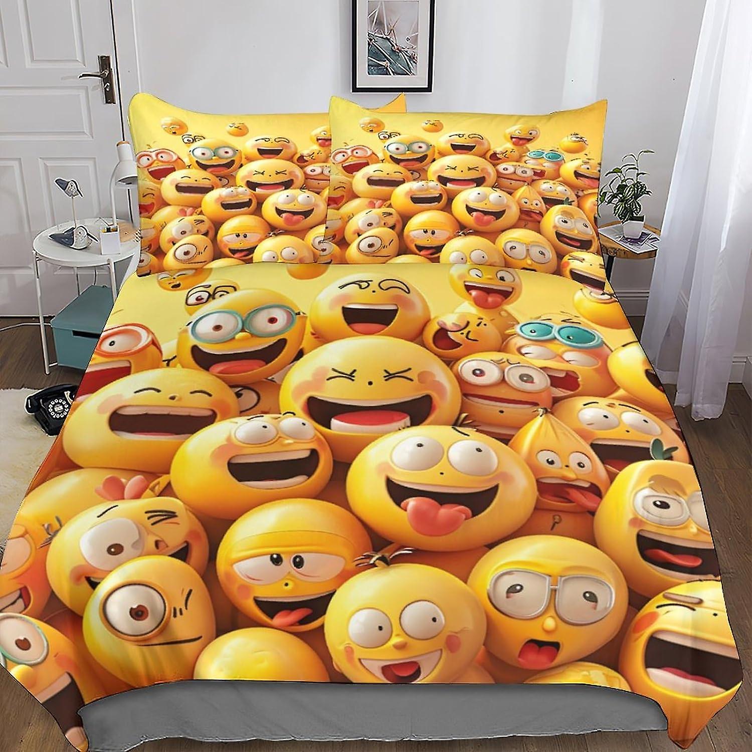 DSJackson Smile Shape Doodle 3-piece Duvet Cover 3D Printed Cartoon ...