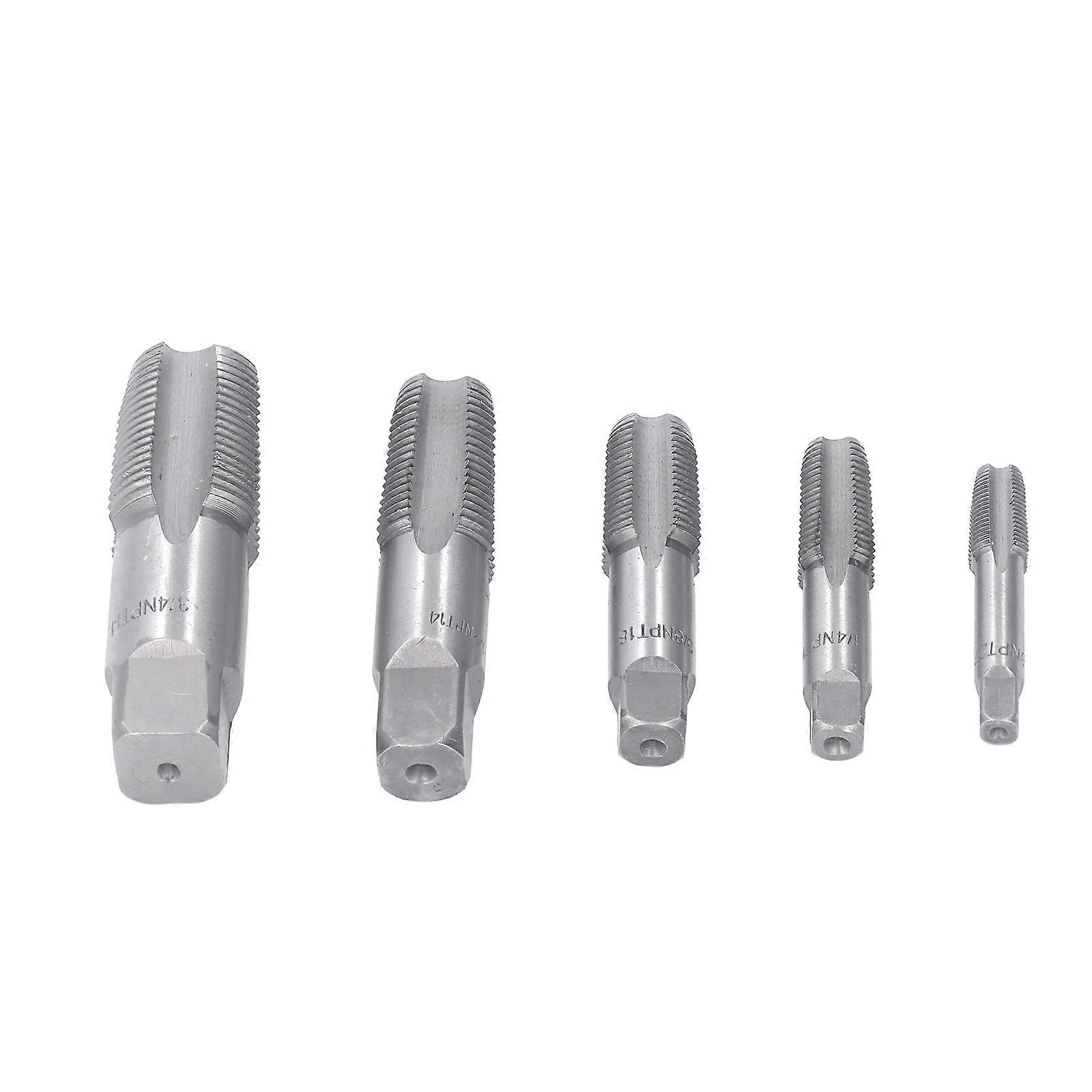 5 Piece NPT Pipe Tap Set Sizes Included 3/4 1/2 3/8 1/4 1/8inch Carbon ...