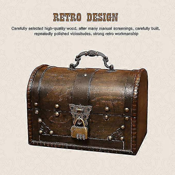 Wooden Treasure Chest, Pirate Treasure Chest Storage Box With A Front ...