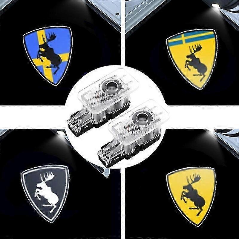 Prancing Moose Swedish Flag Logo LED Car Door Welcome Lights for Volvo ...
