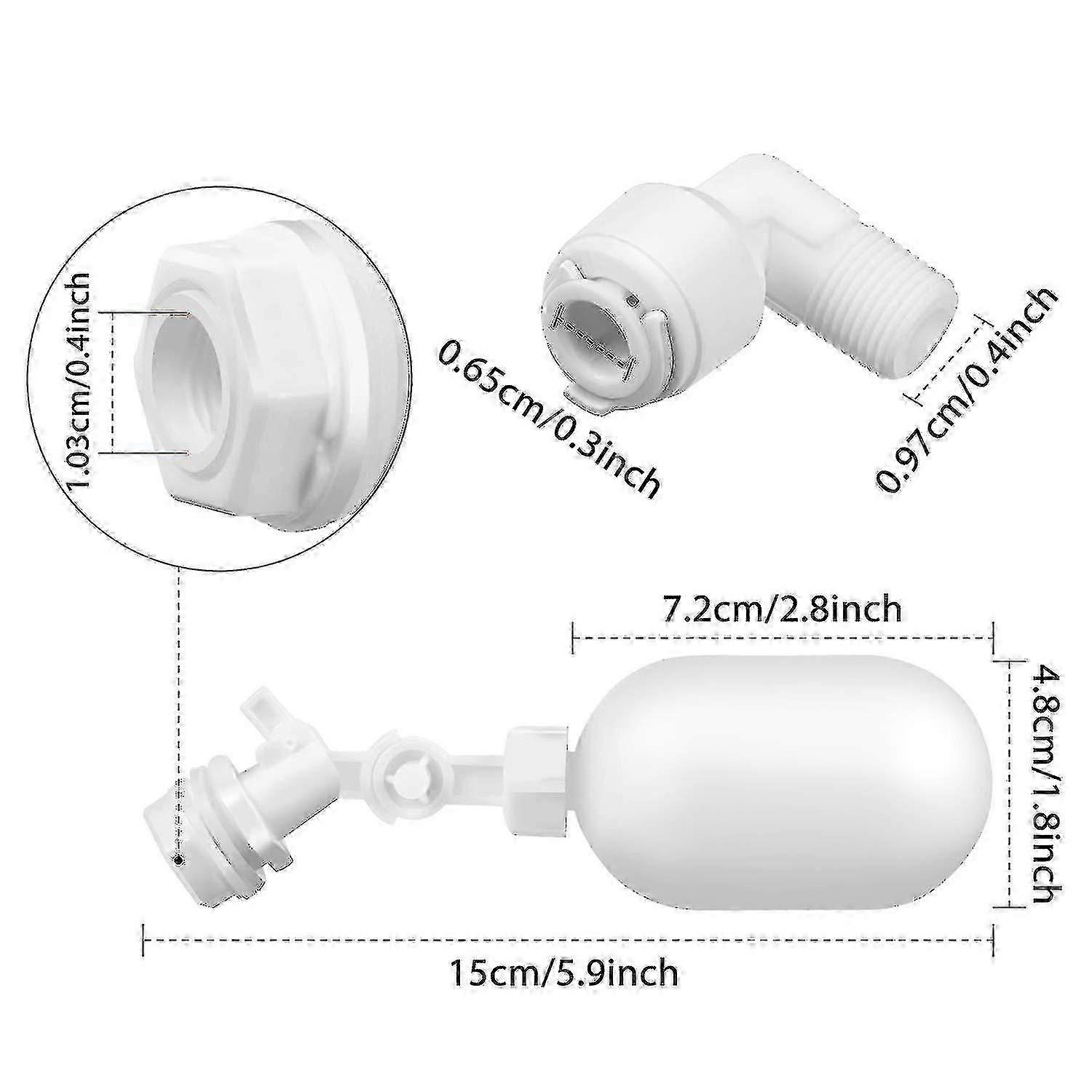 Water Filter Float Ball Valve 1/4 Inch Adjustable Float Valve Plastic ...