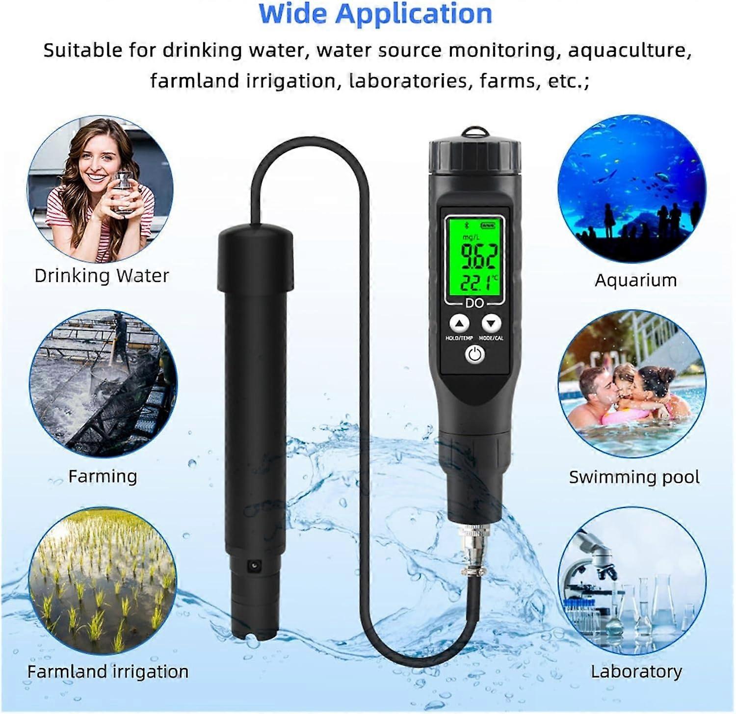 Water Quality Meter Bluetooth Portable Dissolved Oxygen Analyzer ...