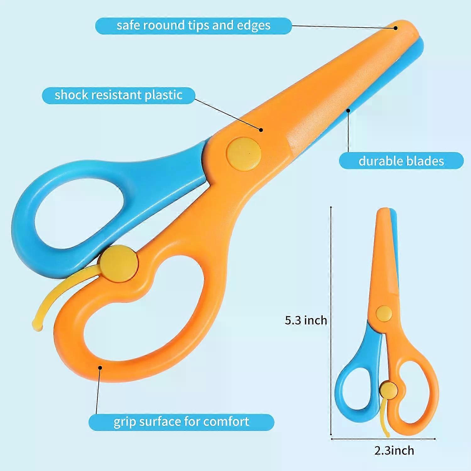 Toddler Safety Scissors, 6 Pack for Kids Ages 3-5, Plastic Preschool ...