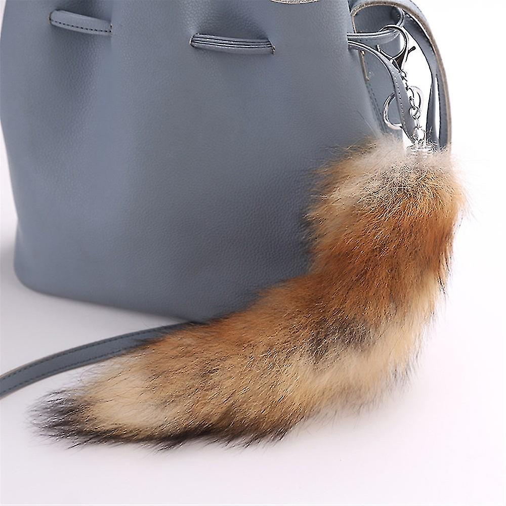 Women Key Ring Holder Cute Fox Tail Keychain Pendant Key Chains Pompoms ...